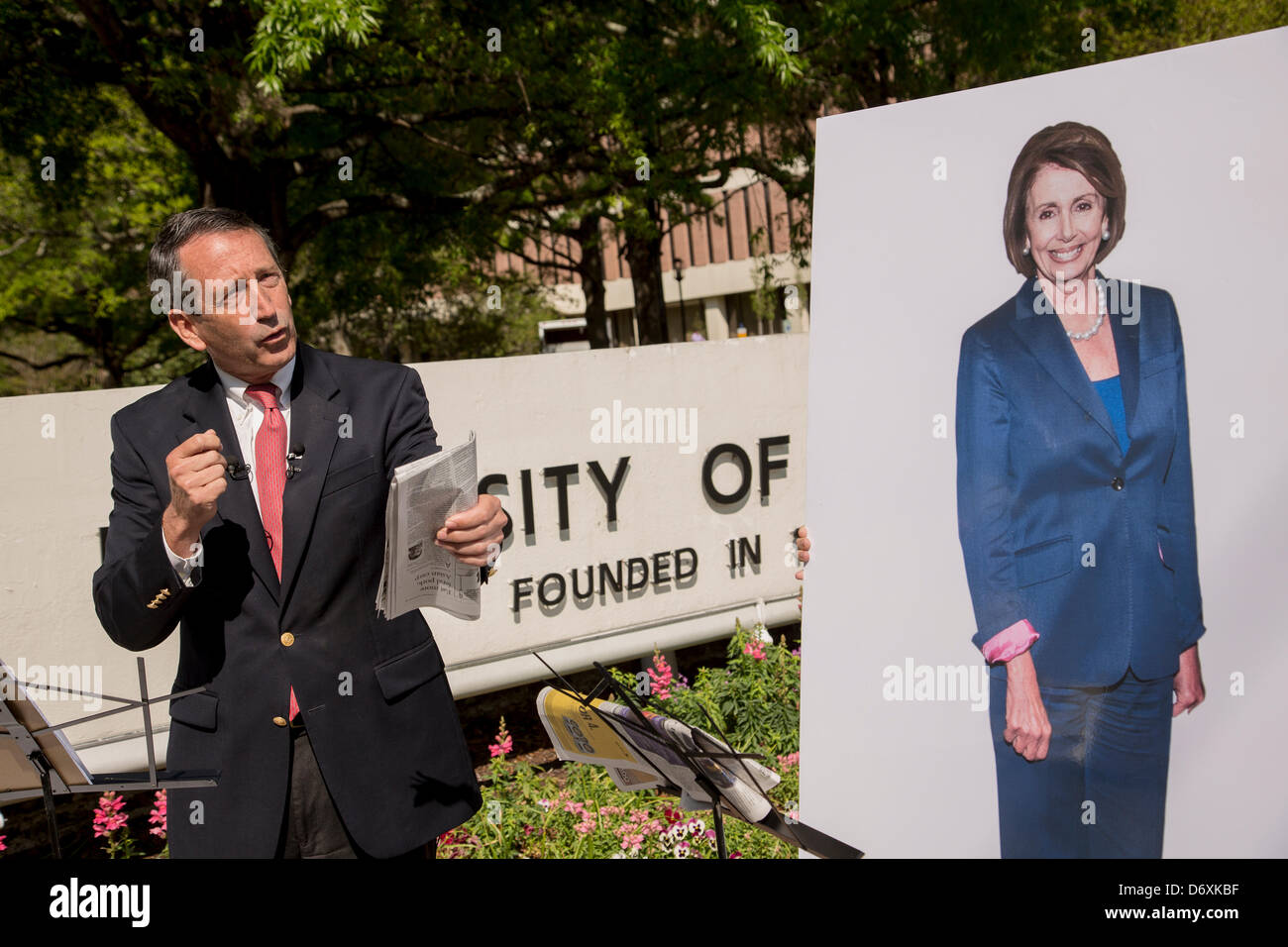 Former South Carolina Governor Mark Sanford debates a cardboard cutout ...