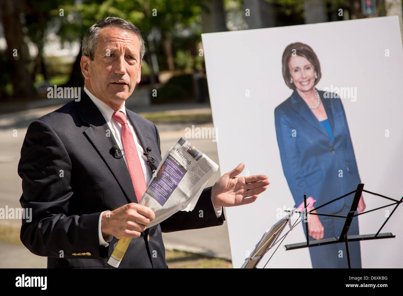 Former South Carolina Governor Mark Sanford debates a cardboard cutout ...