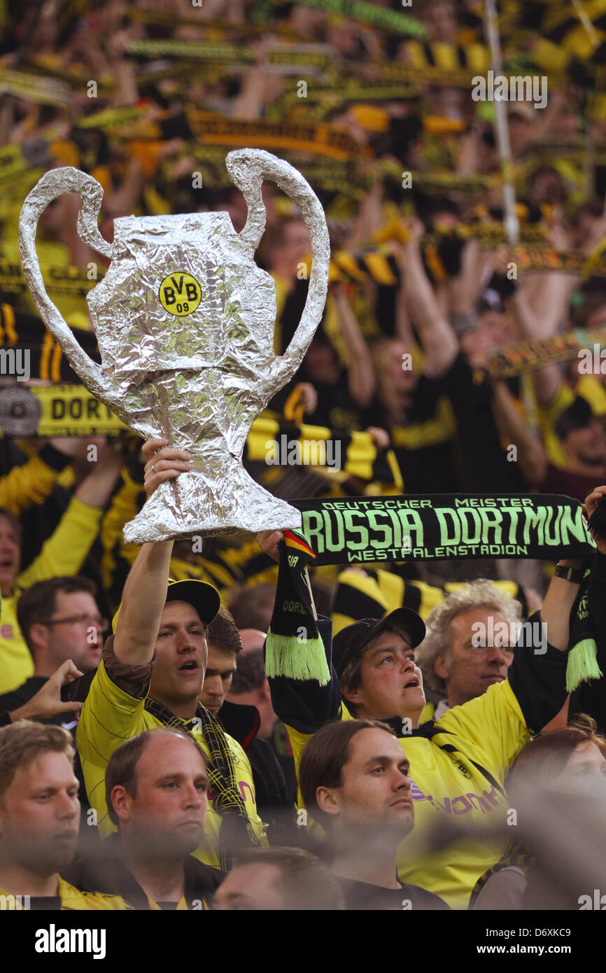 Supporters of Dortmund cheer prior to the UEFA Champions League semi ...