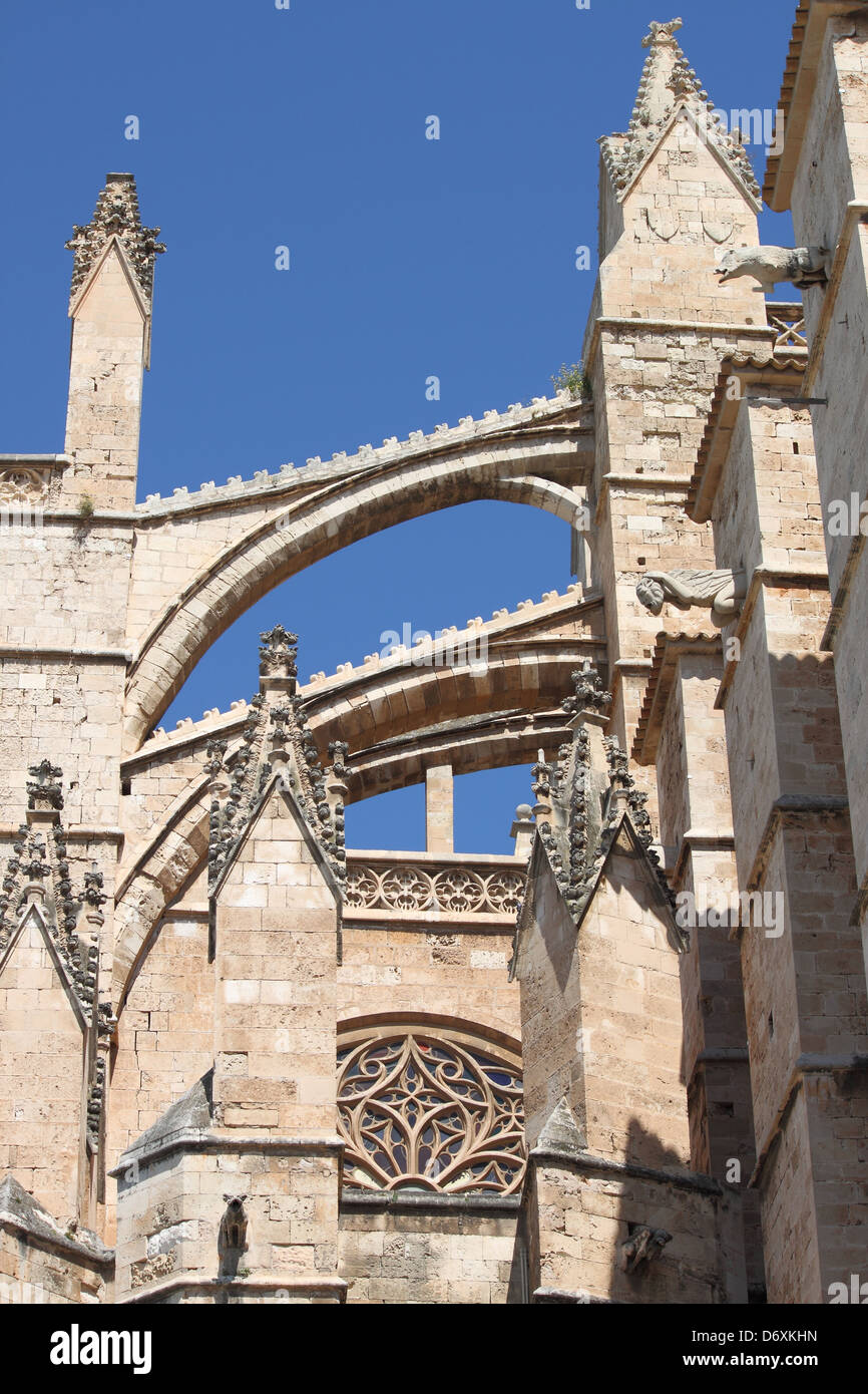 Pinnacles in the gothic cathedral of Palma de Mallorca, Spain Stock ...