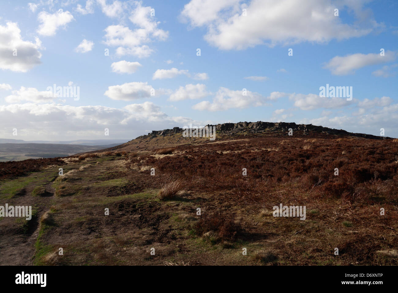 Stanage Edge footpath in the Peak District National Park England UK ...