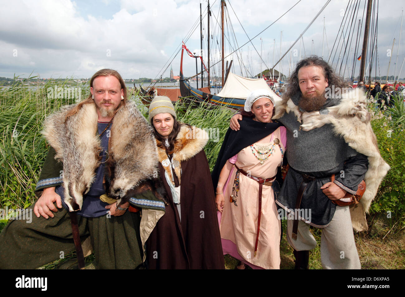 Busdorf, Germany, visitors in Viking clothes on the occasion of ...