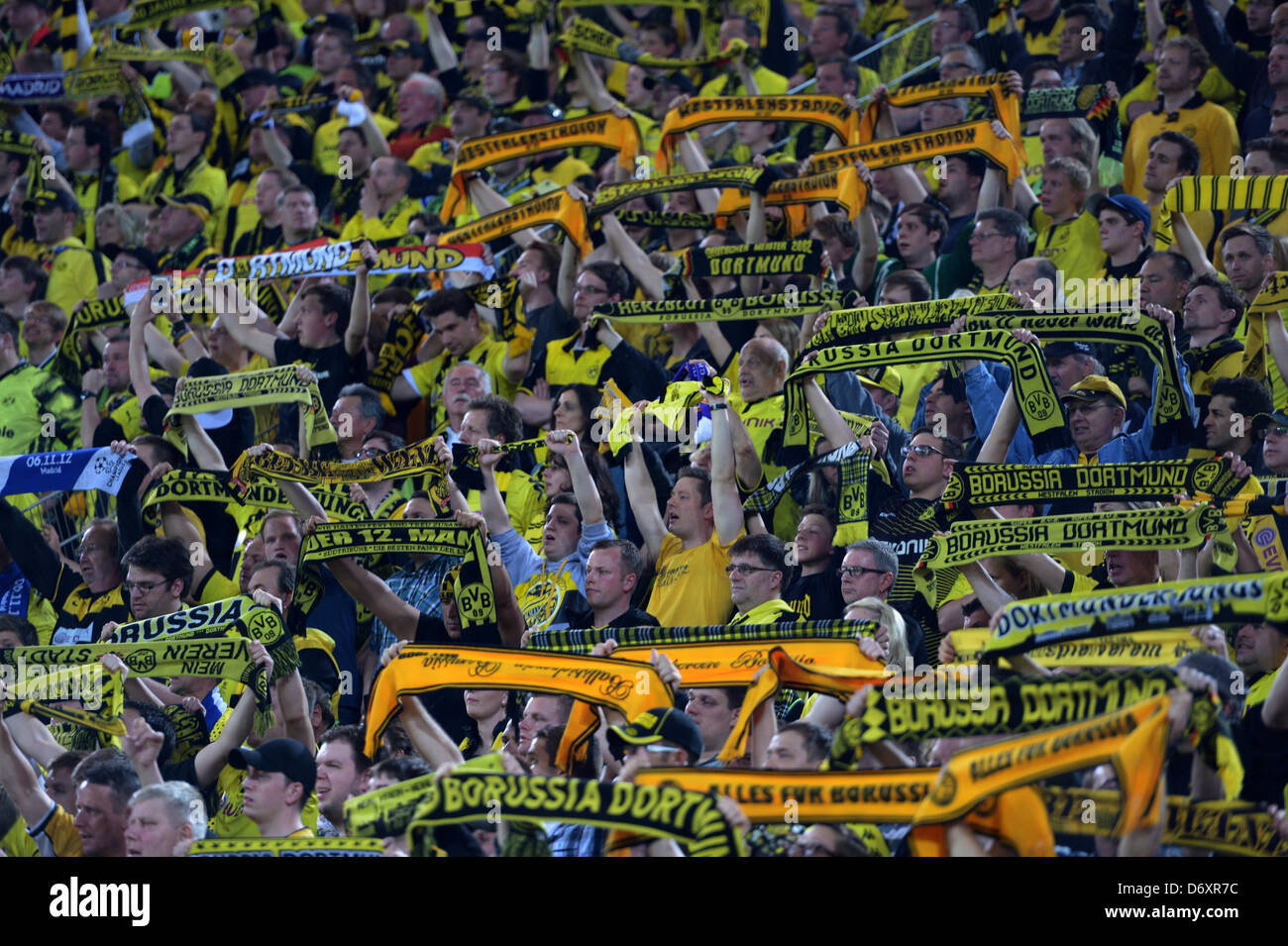 Dortmund's supporters cheer on the stands during the UEFA Champions ...