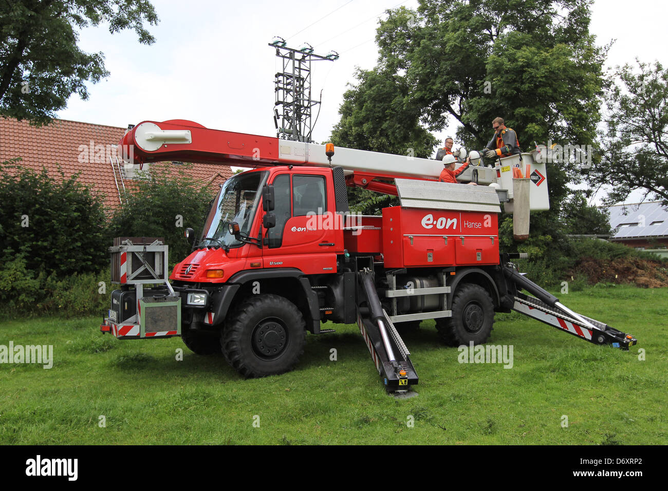 Handewitt, Germany, preparations for work on power grid Stock Photo - Alamy