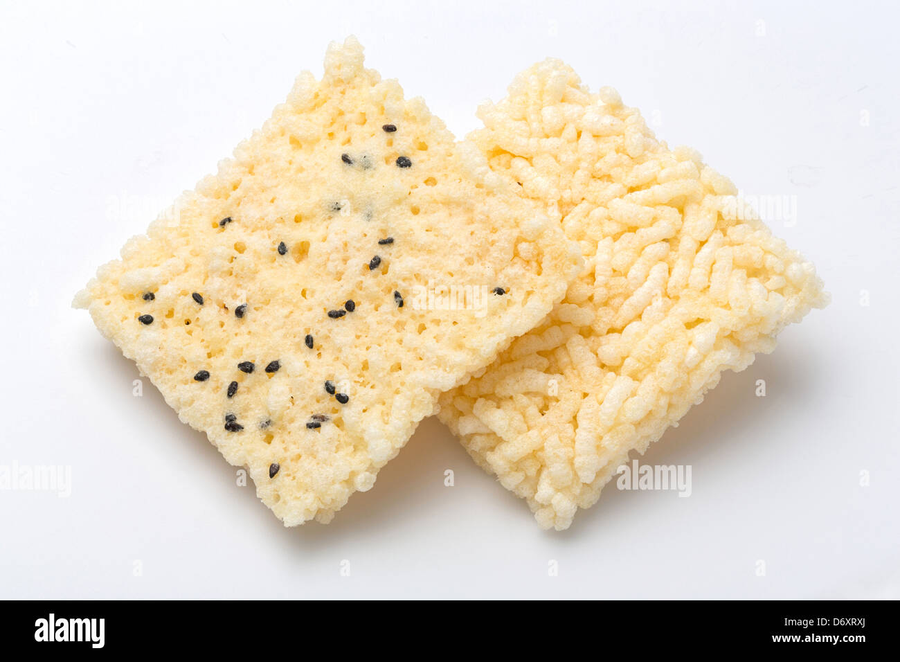 Thai rice cracker laminated with sugar and black sesame Stock Photo - Alamy