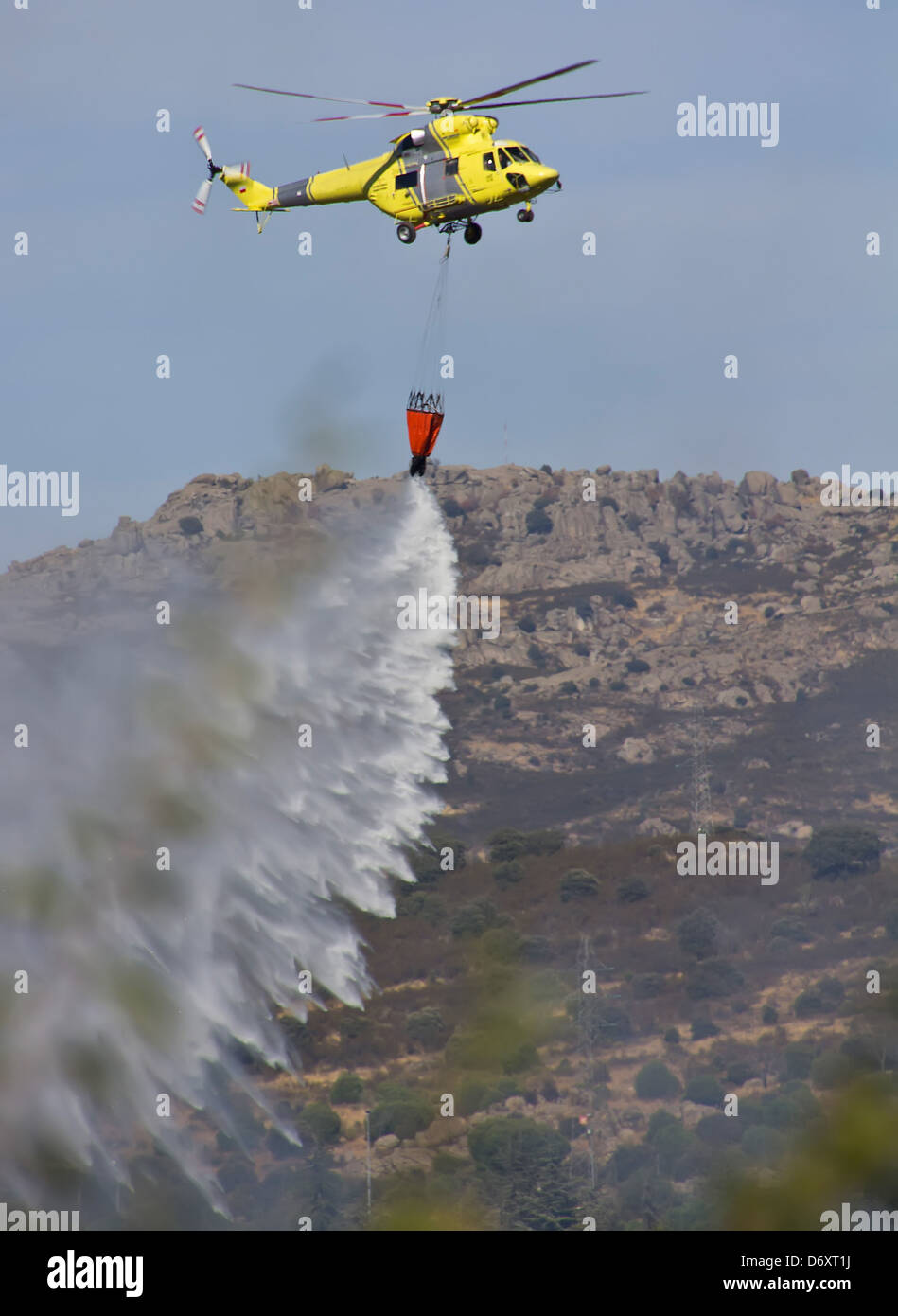 fire fighting helicopters fire on the mountain Stock Photo - Alamy