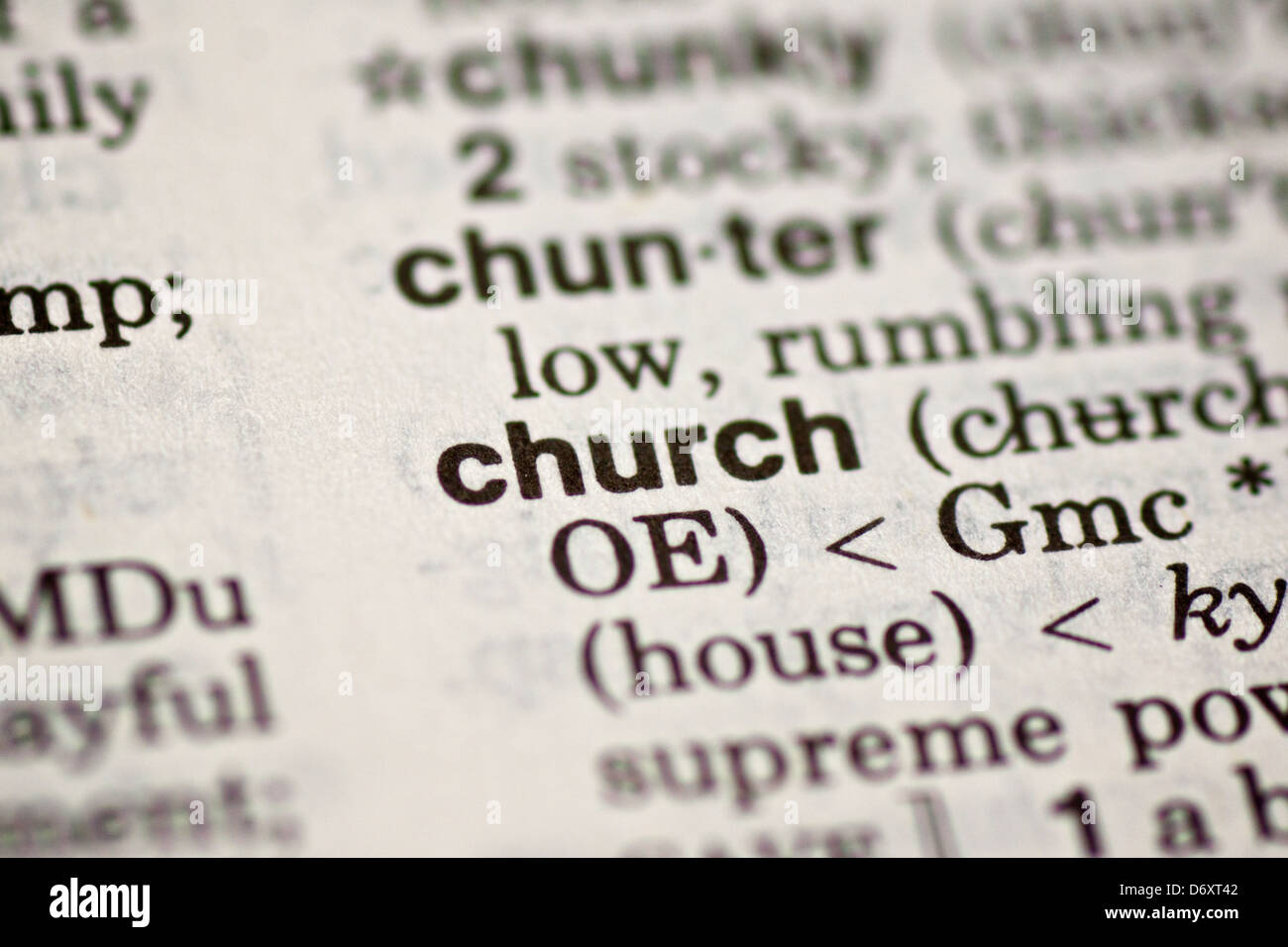 Word Church in the Dictionary taken in macro Stock Photo - Alamy