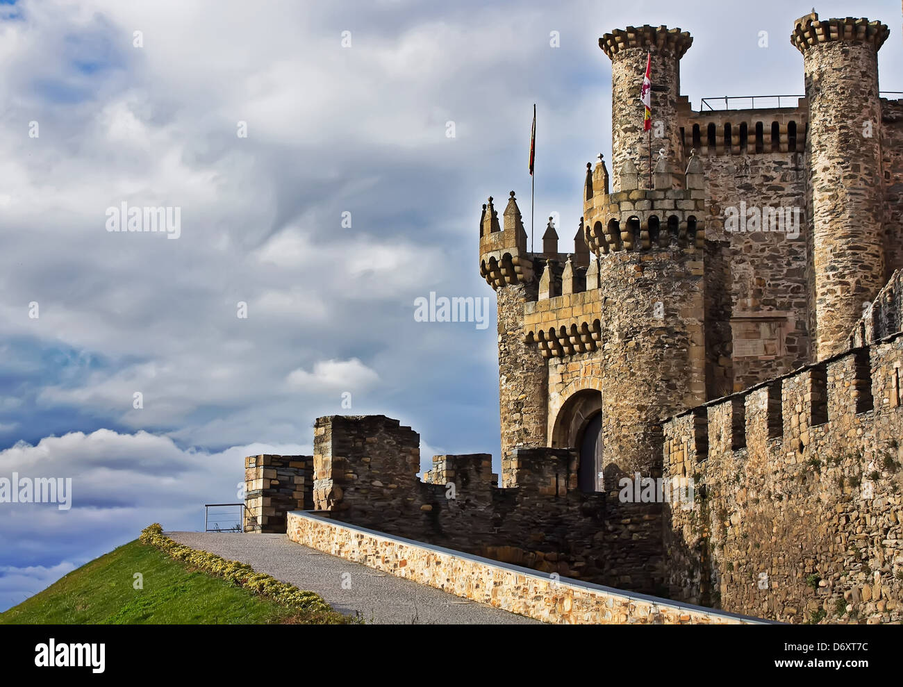Medieval Templar Castle of year 1178 in Ponferrada, Spain Stock Photo ...