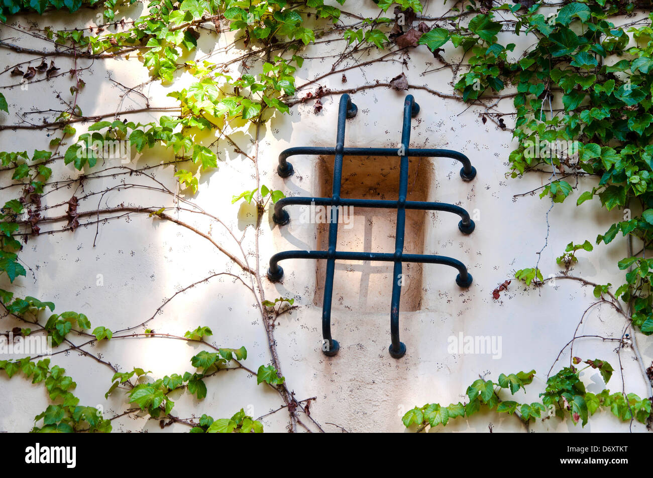 Cute small window with a rack Stock Photo - Alamy