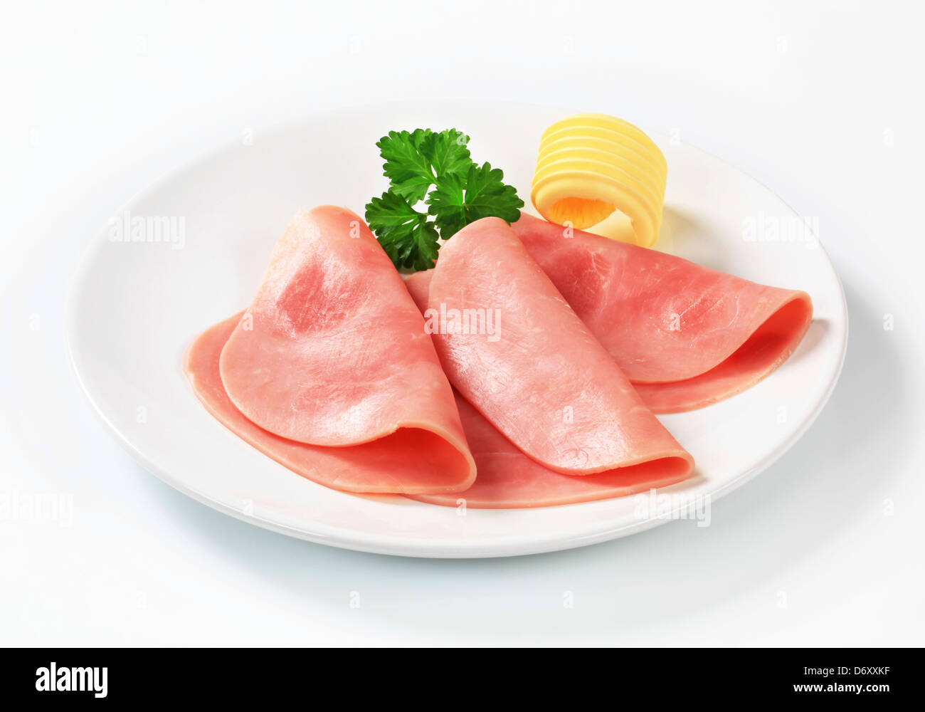 Thin slices of fresh ham Stock Photo - Alamy