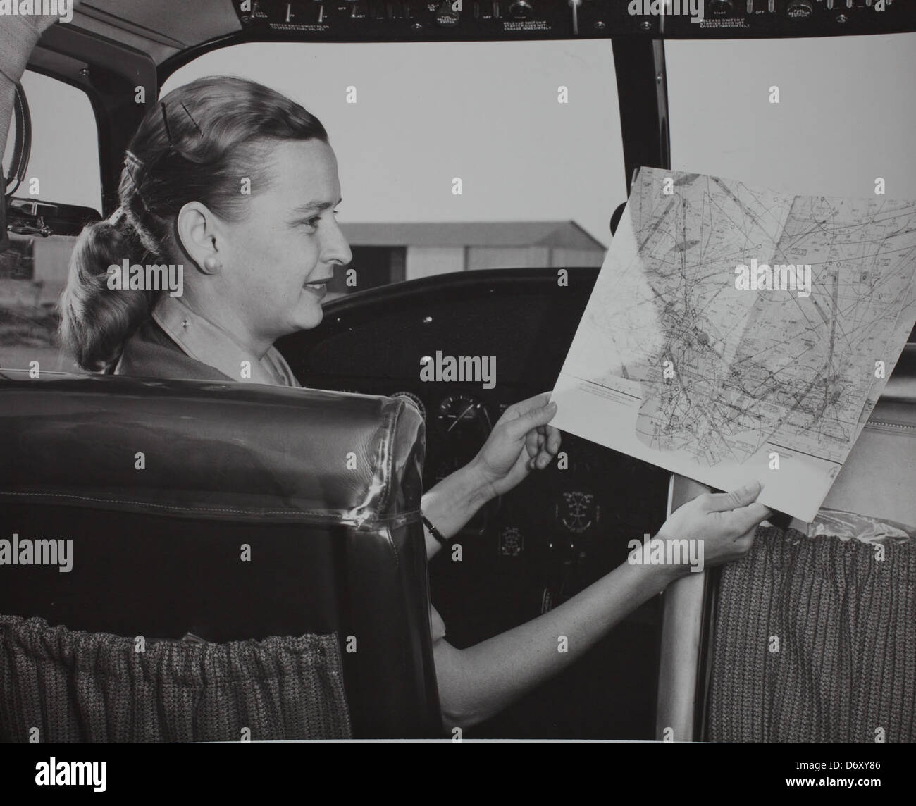 A portrait of Jerrie Cobb, one of the pioneering women in aviation. She ...