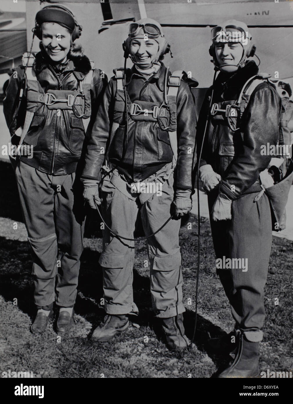 A historical photograph highlighting female pilots in aviation ...