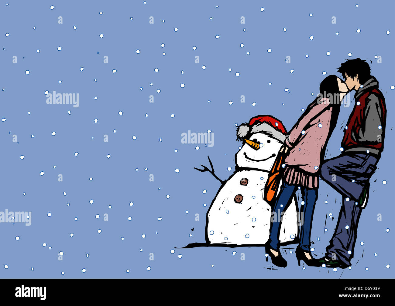 Couple kissing snowman hi-res stock photography and images - Alamy