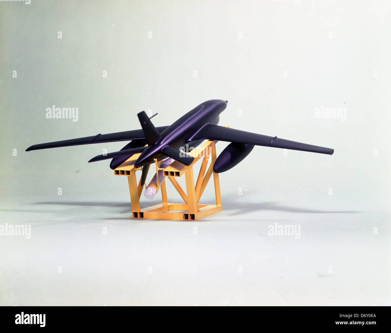 This image shows a model of the Ryan Aeronautical 147T drone, equipped ...
