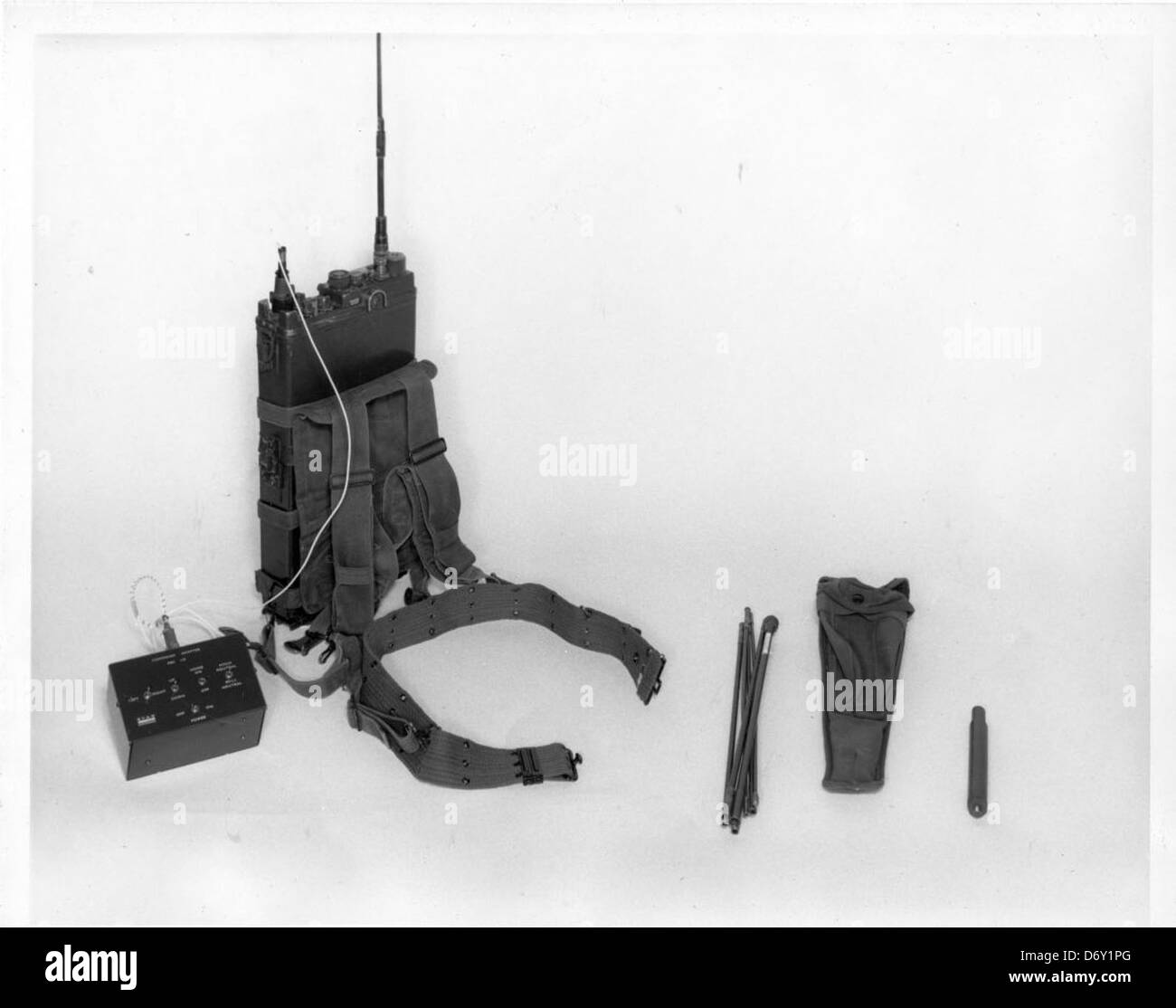 A photograph of a Flex Wing command box attached to a backpack, used in ...