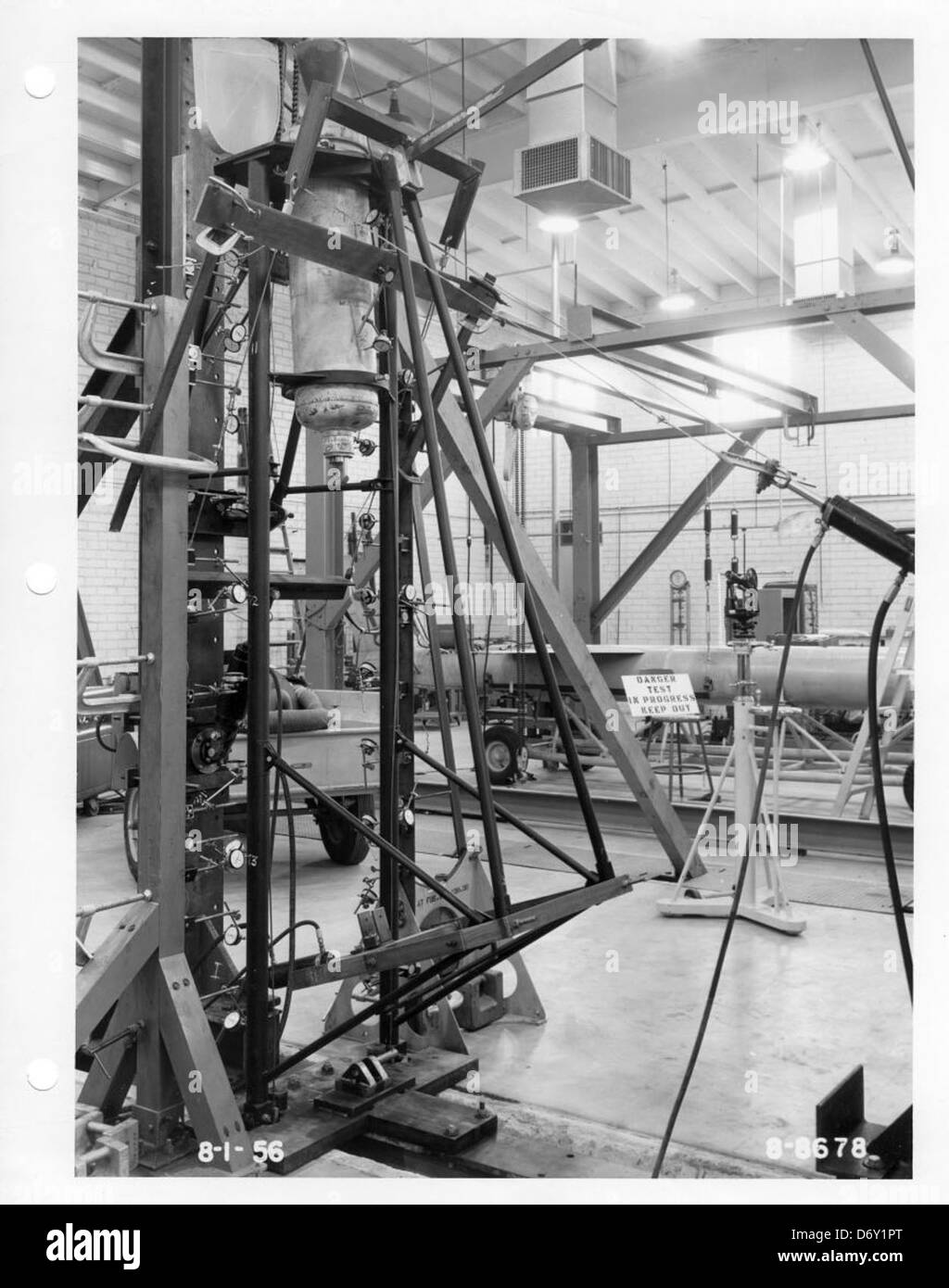 8-8678 1956-08-01 XQ-4 CTV on trailer in bkgrd, Radioplane test lab ...