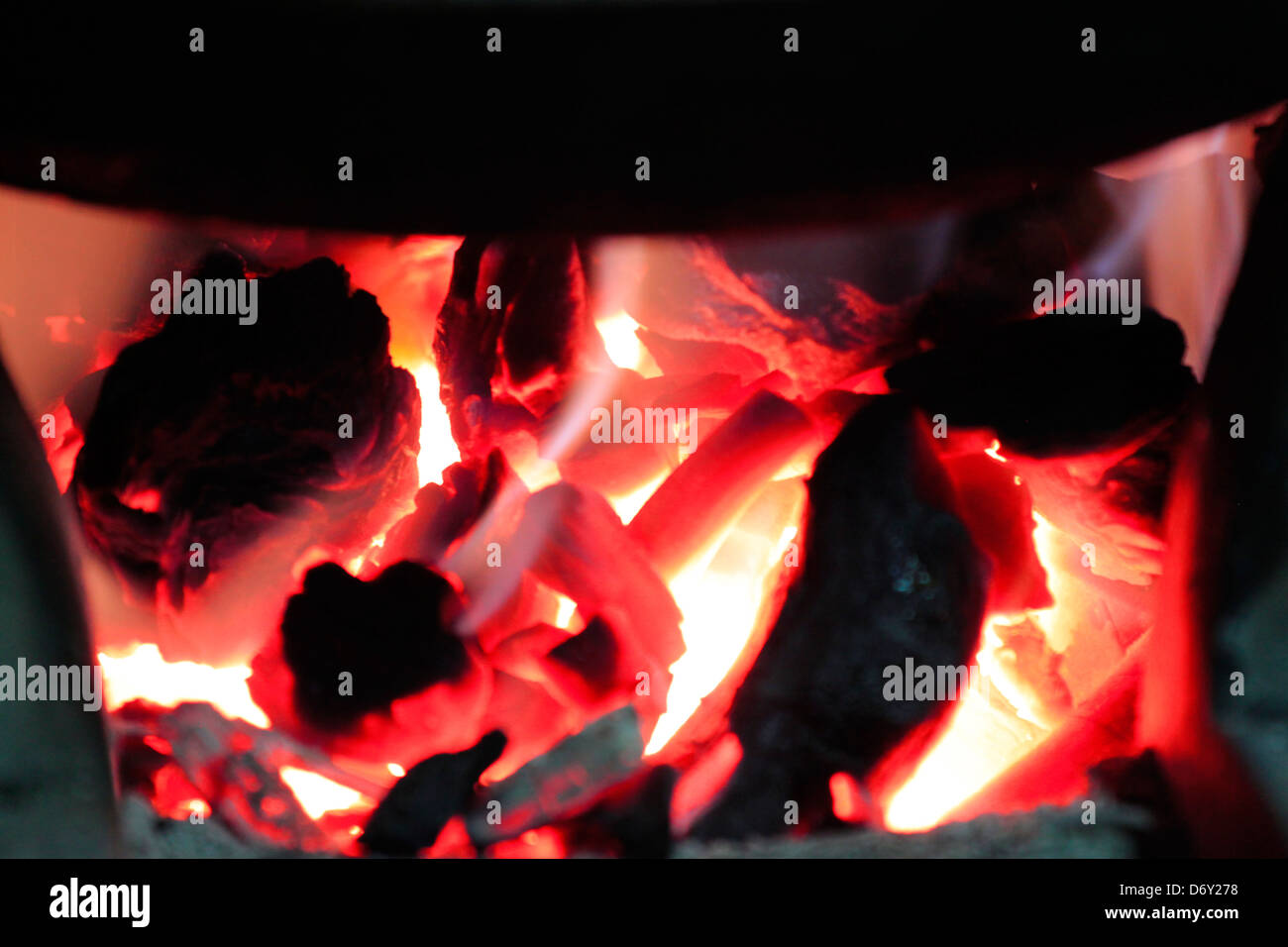 burning charcoal in the stove.It a very hot Stock Photo - Alamy