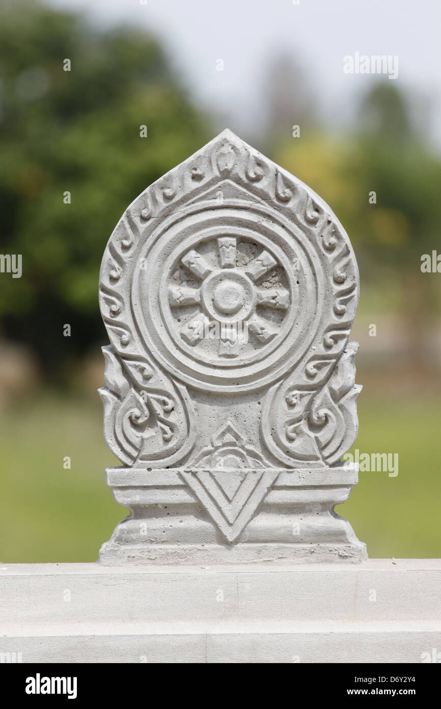 The Symbol of Buddhism on Wall in temple Stock Photo - Alamy