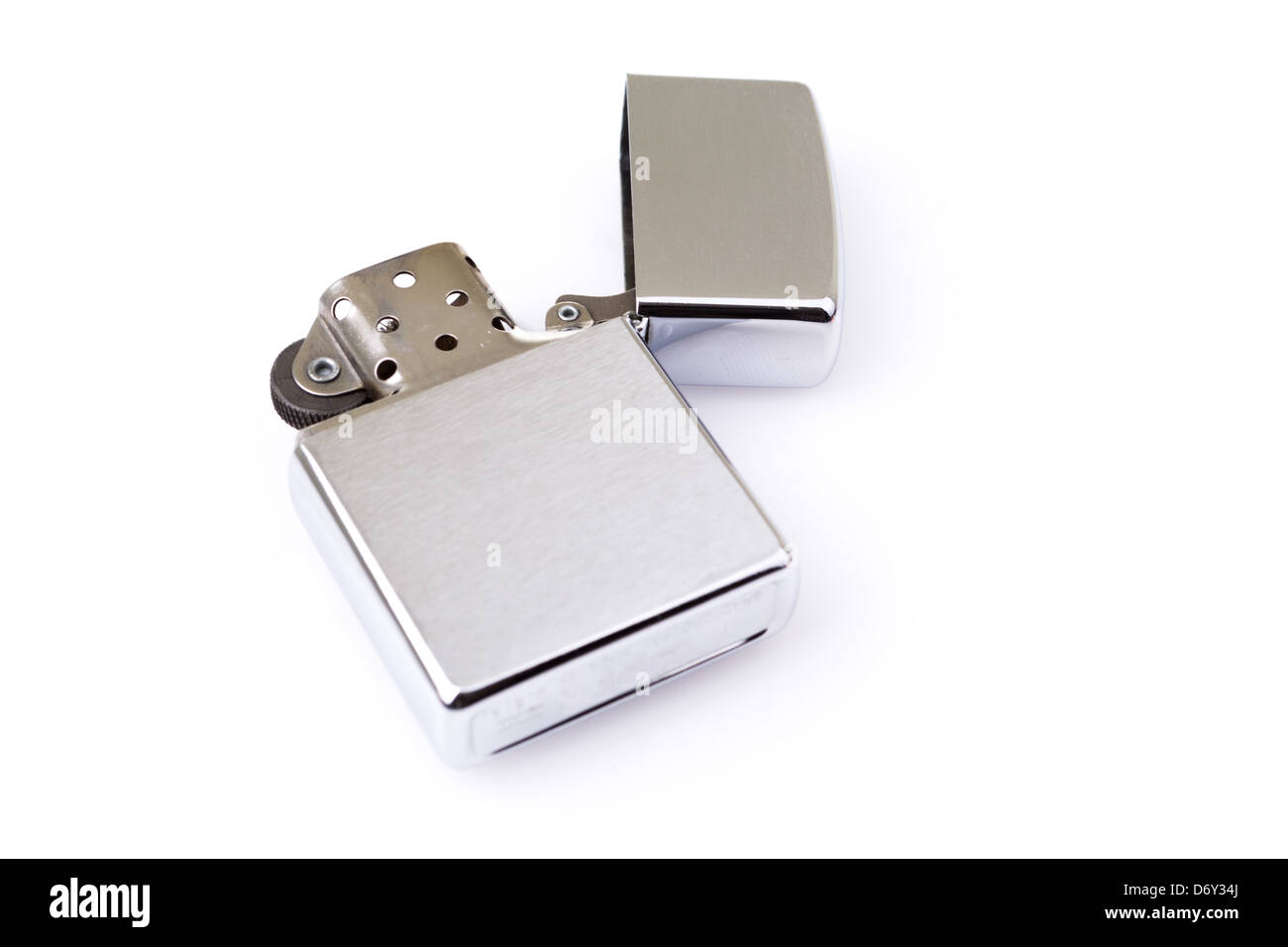 Silver metal zippo lighter isolated on white Stock Photo - Alamy