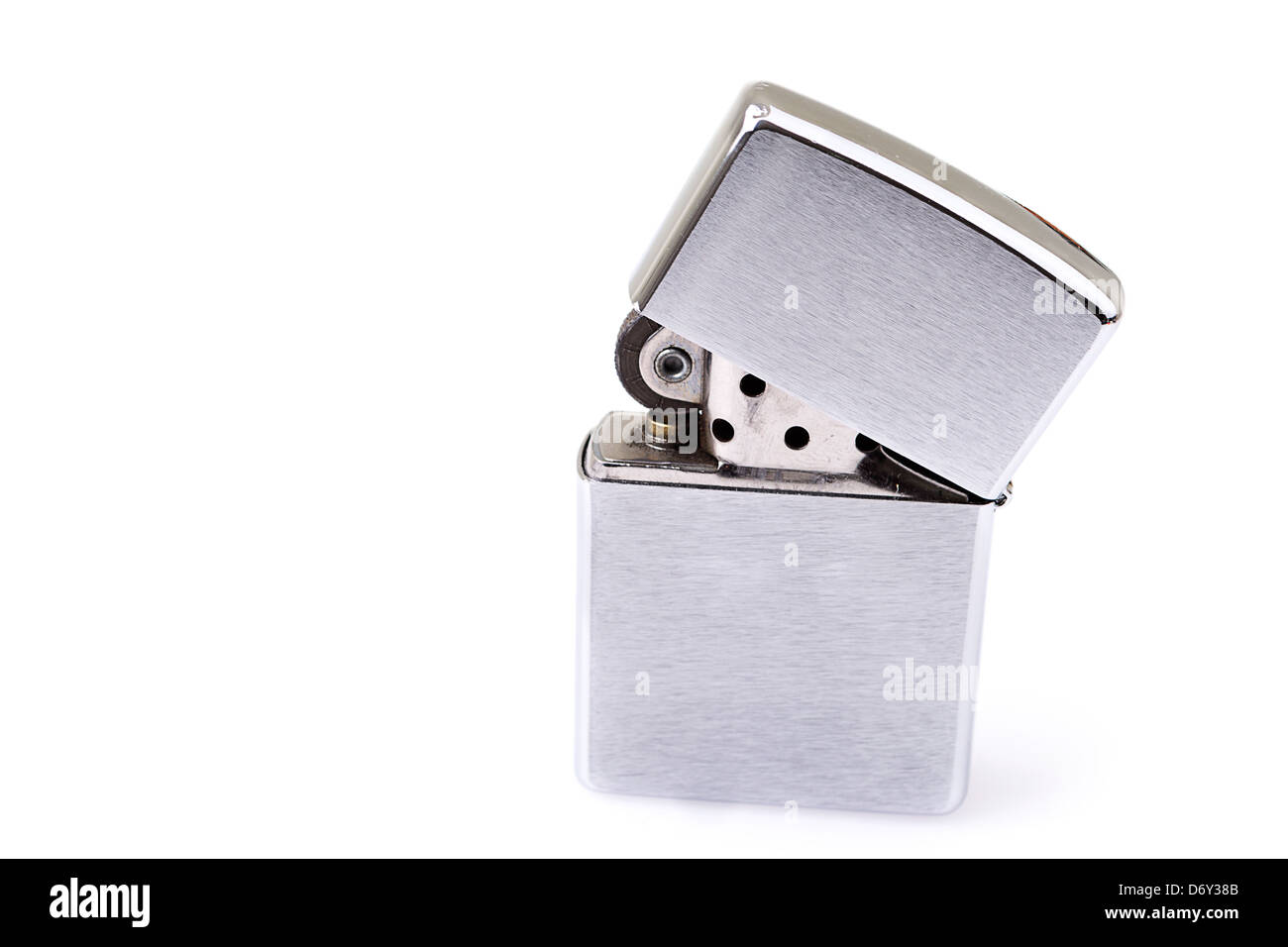 Silver metal zippo lighter isolated on white Stock Photo - Alamy