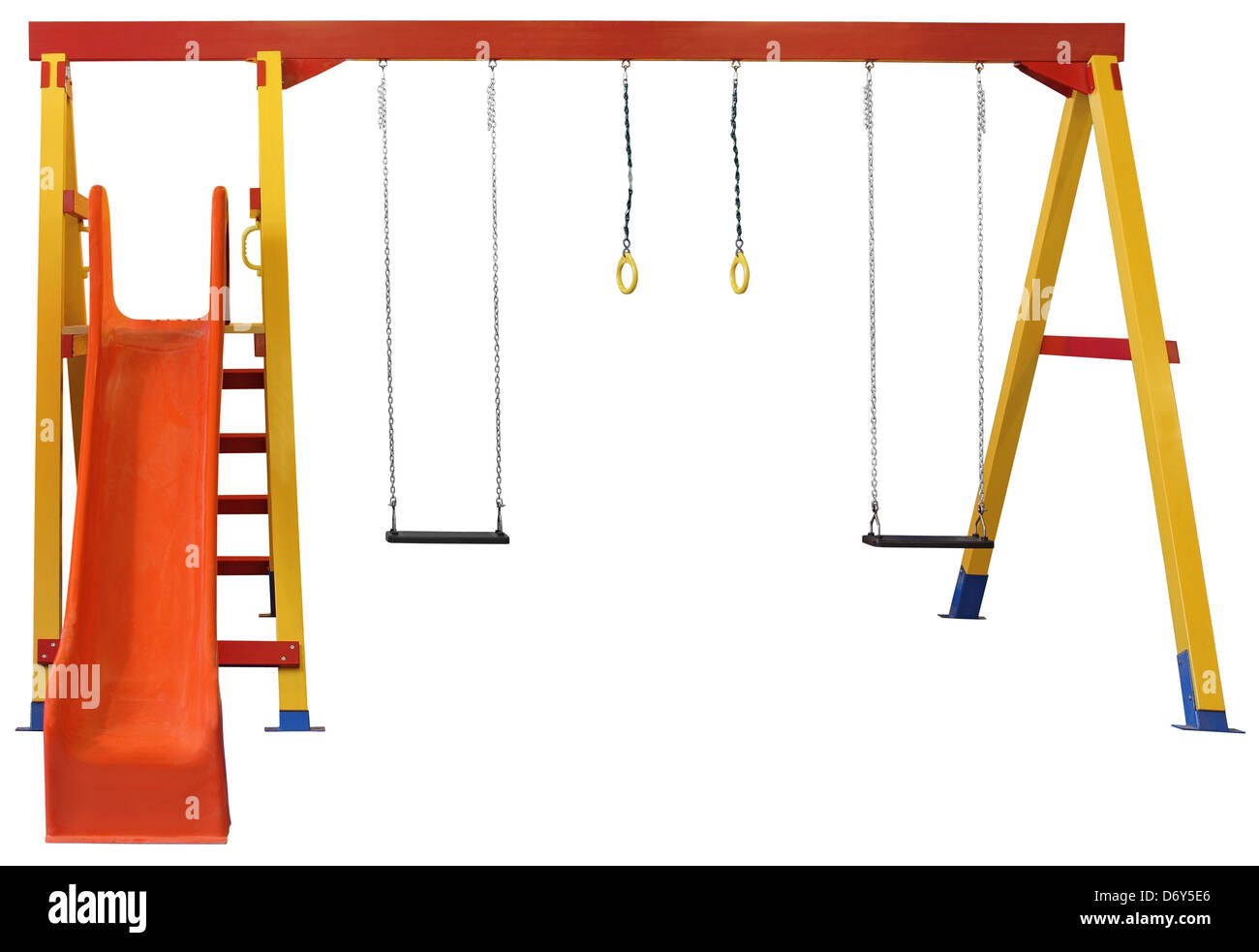 Swings and red slide isolated on white background Stock Photo - Alamy Swings and red slide isolated on white background Stock Photo - Alamy