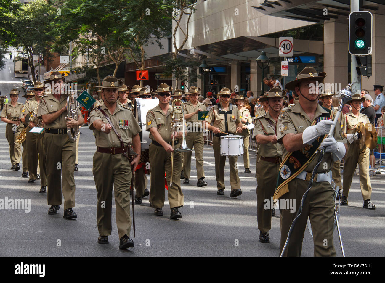 Brisbane, Australia. 25th April, 2013. Defense personel marching in the ...