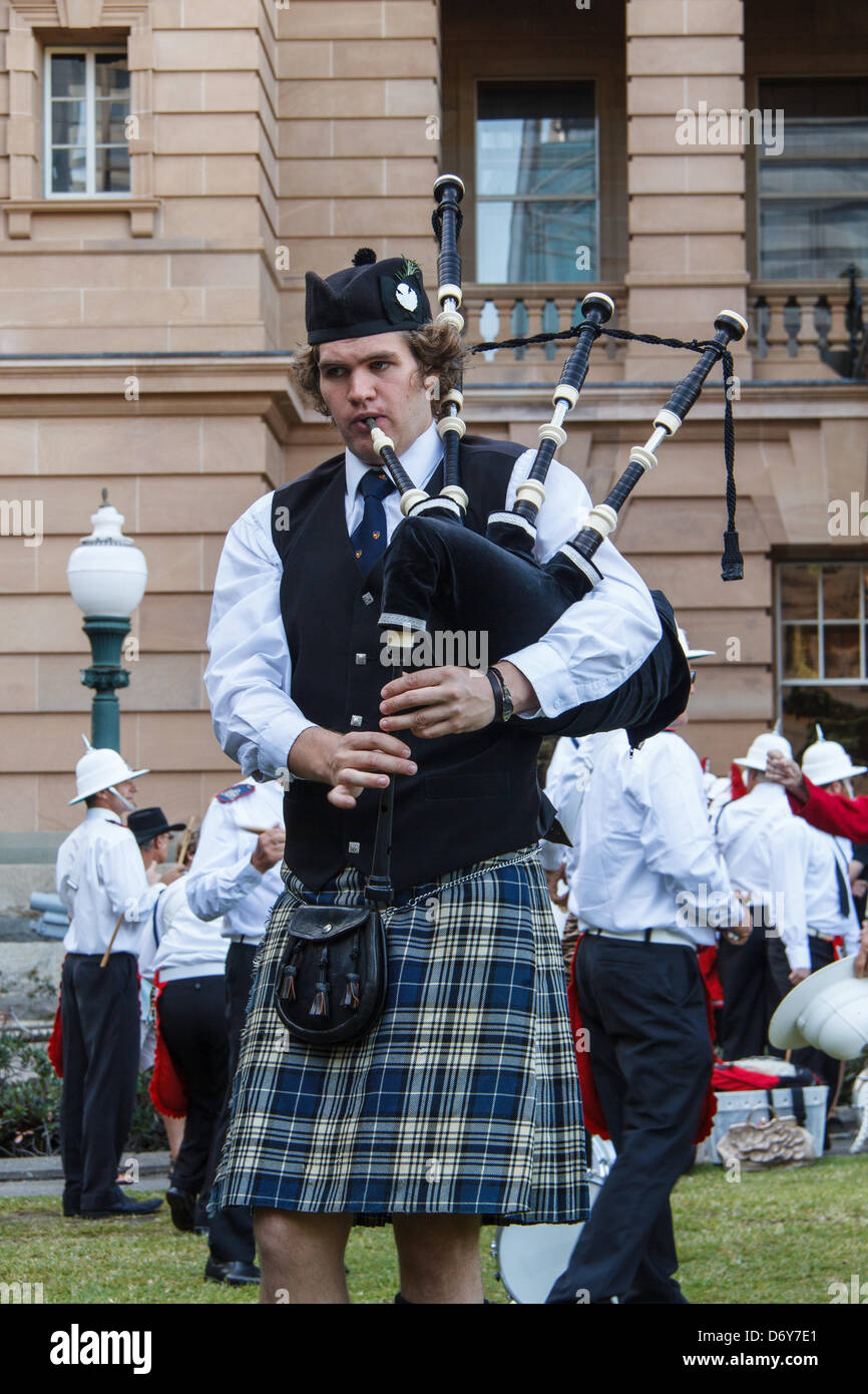 Brisbane, Australia. 25th April, 2013. Musicians prepare for the ...
