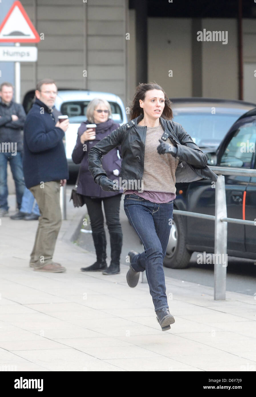 Suranne Jones filming a scene for 'Scott & Bailey' in which she has to ...