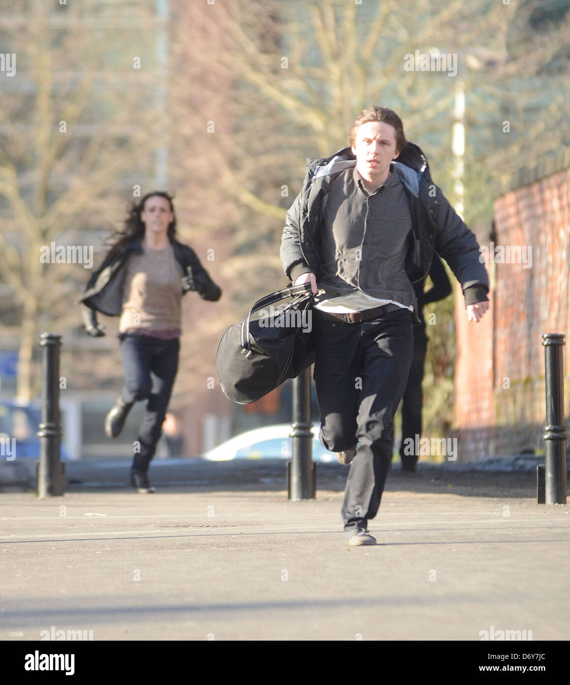 Suranne Jones filming a scene for 'Scott & Bailey' in which she has to ...