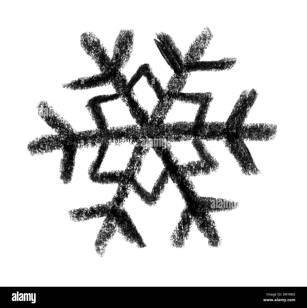crayon-sketched illustration of a snowflake Stock Photo - Alamy