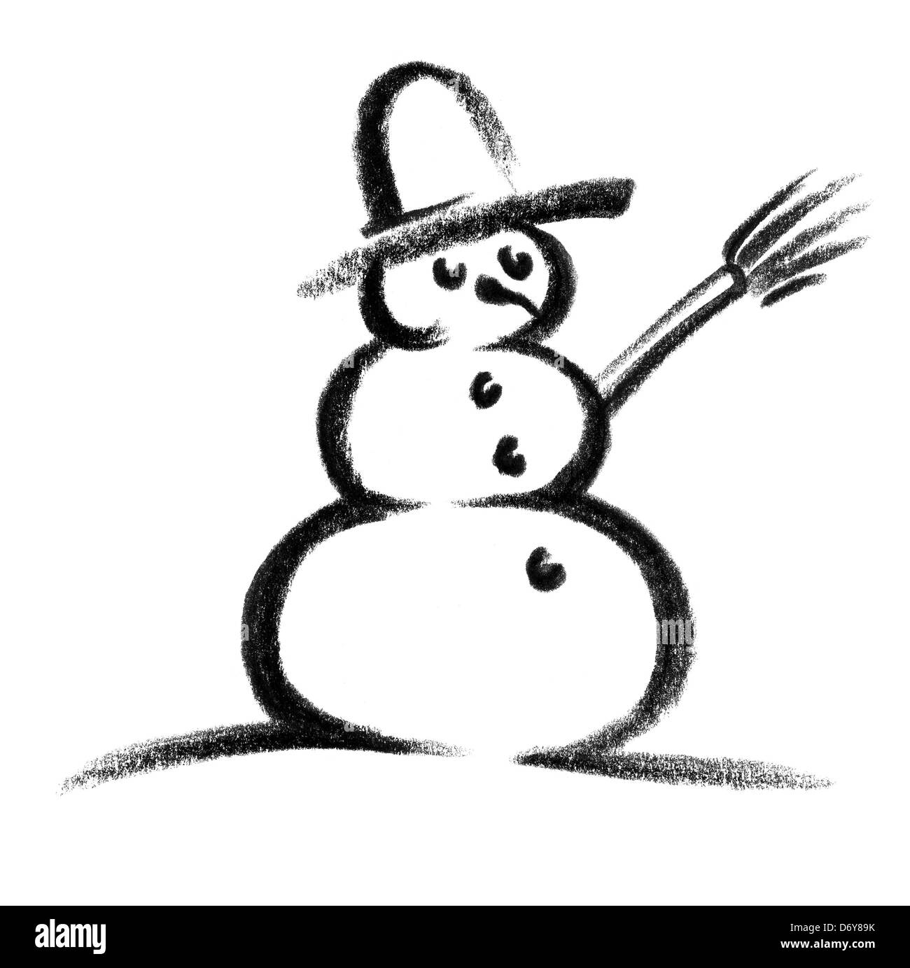 crayon-sketched illustration of a snowman Stock Photo - Alamy