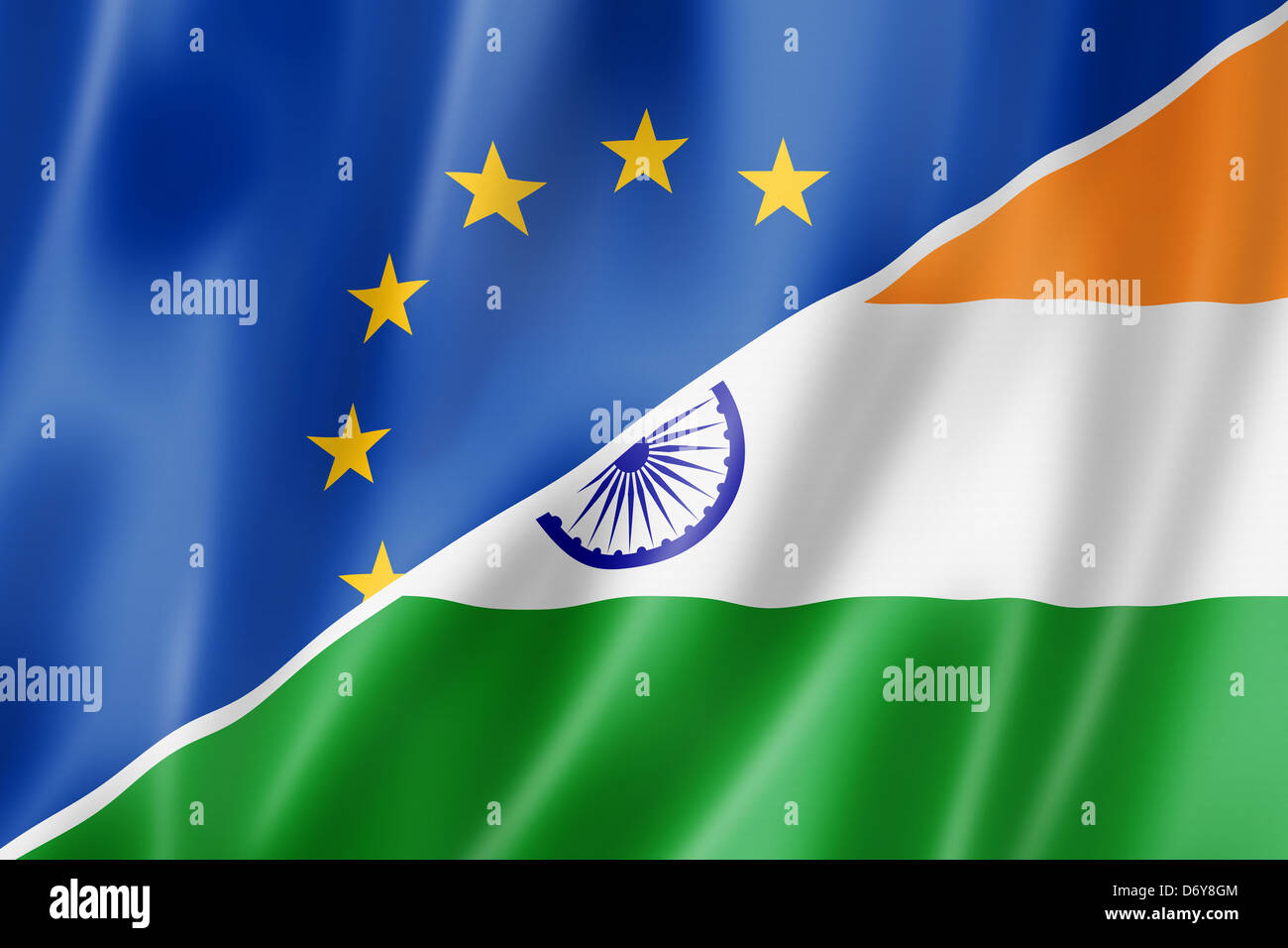 Mixed Europe and India flag, three dimensional render, illustration ...