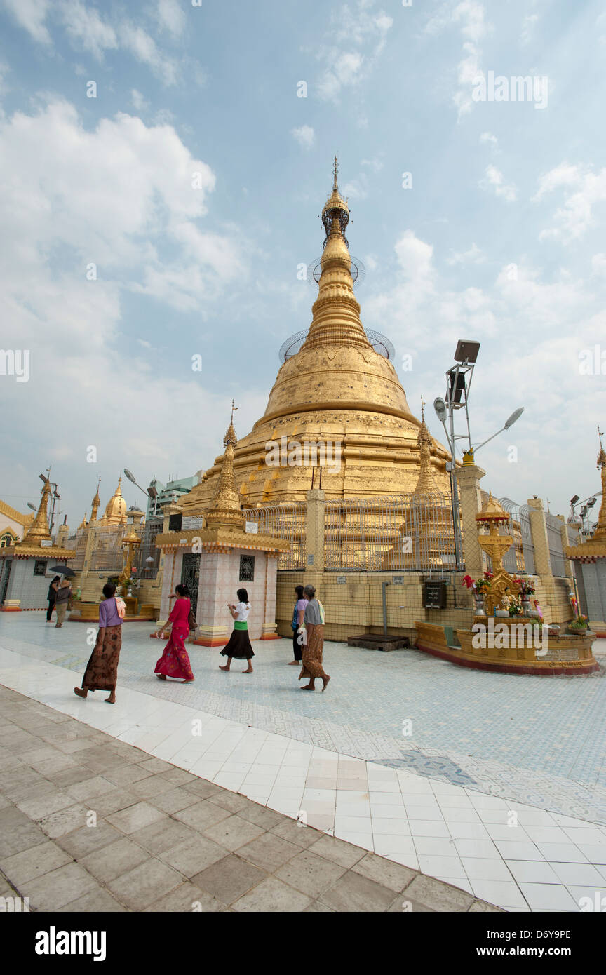 Burmese women walk around the Botataung Pagoda Yangon Myanmar (Burma ...