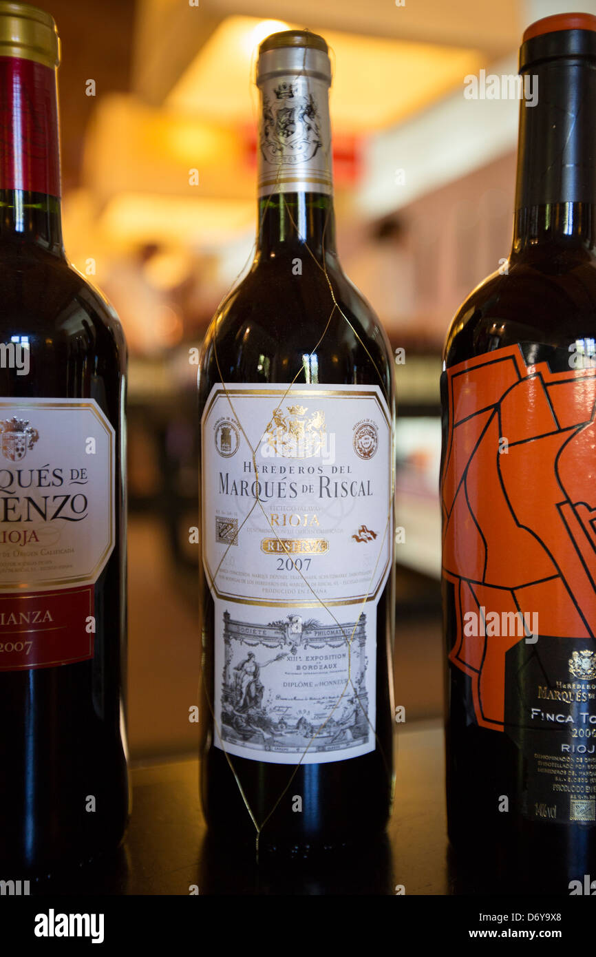 Marques de Riscal wine 2007 vintage on display in the shop at the ...
