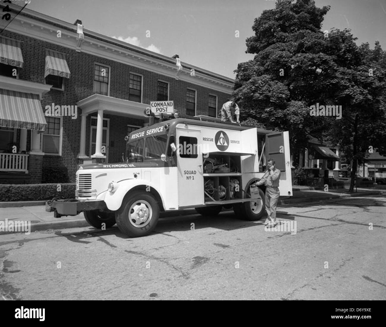 A photograph of the Richmond Rescue Service truck, a 1955 Reo truck ...