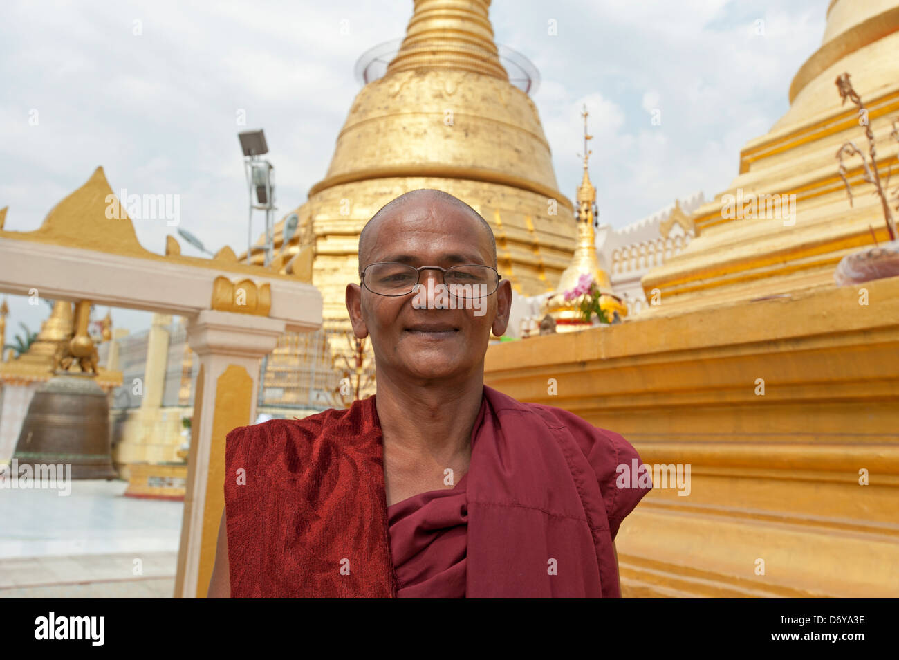 Smiling monk at the Botataung Pagoda Yangon Myanmar (Burma Stock Photo ...