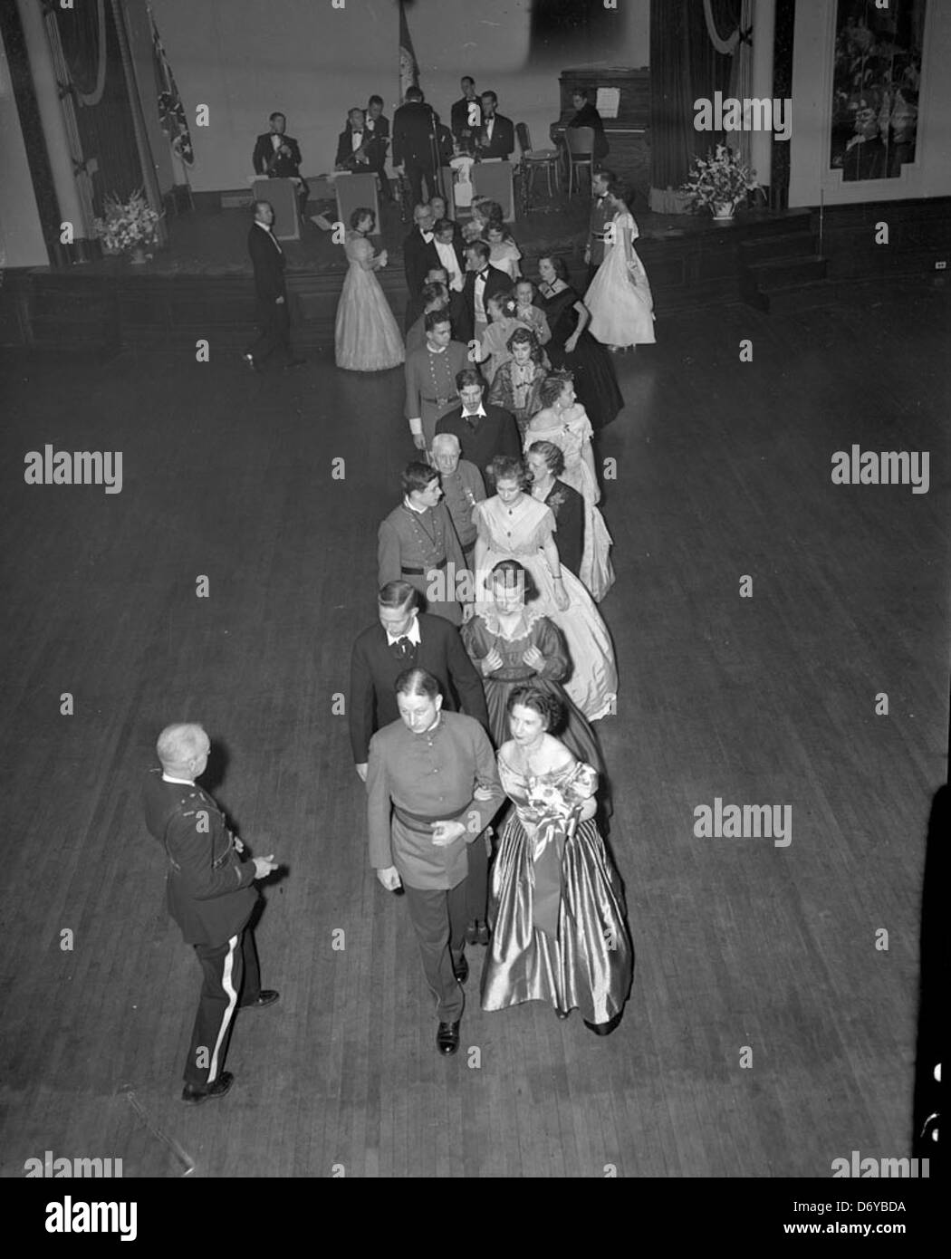 A reenactment of a Confederate ball in 1952, featuring period costumes ...