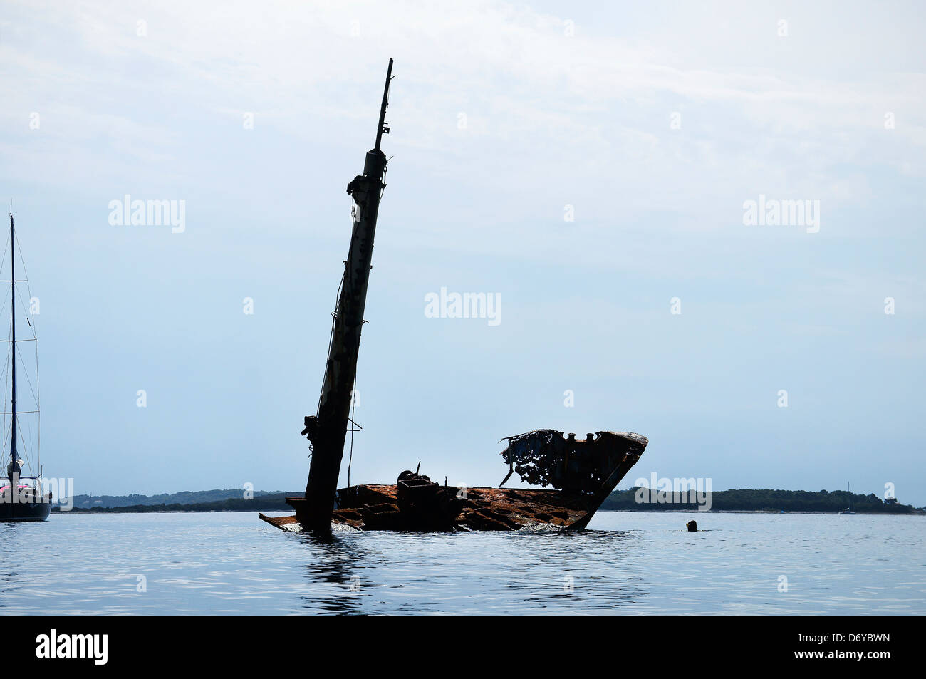Illustrative photo partly submerged shipwreck Italian cargo ship ...
