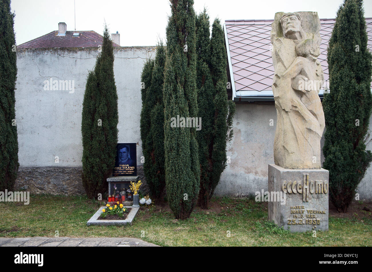 Grave and memorial Ecce Homo Josef Toufar near to catholic church in ...