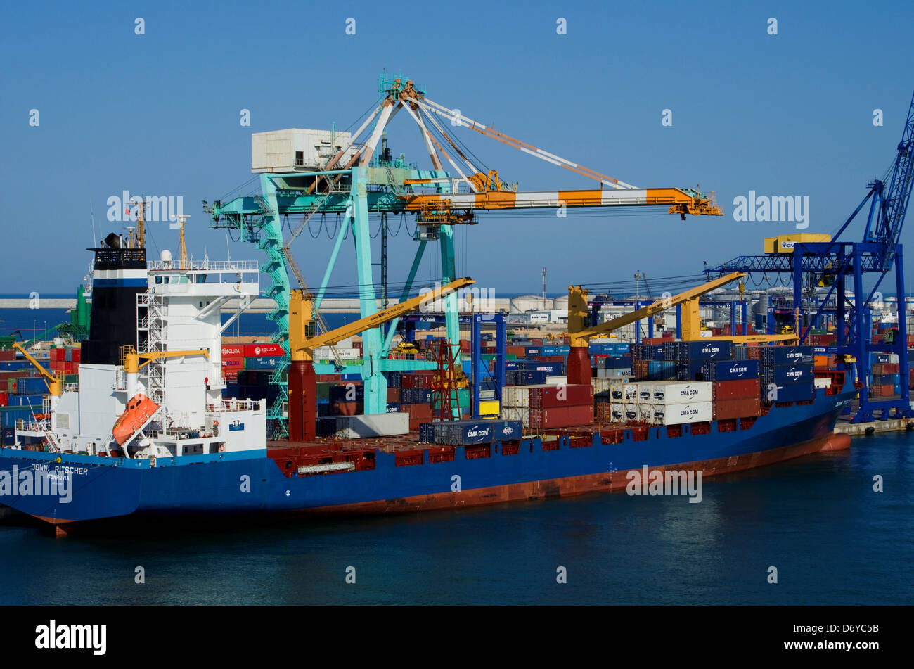 Spain, Valencia, Container port Stock Photo - Alamy