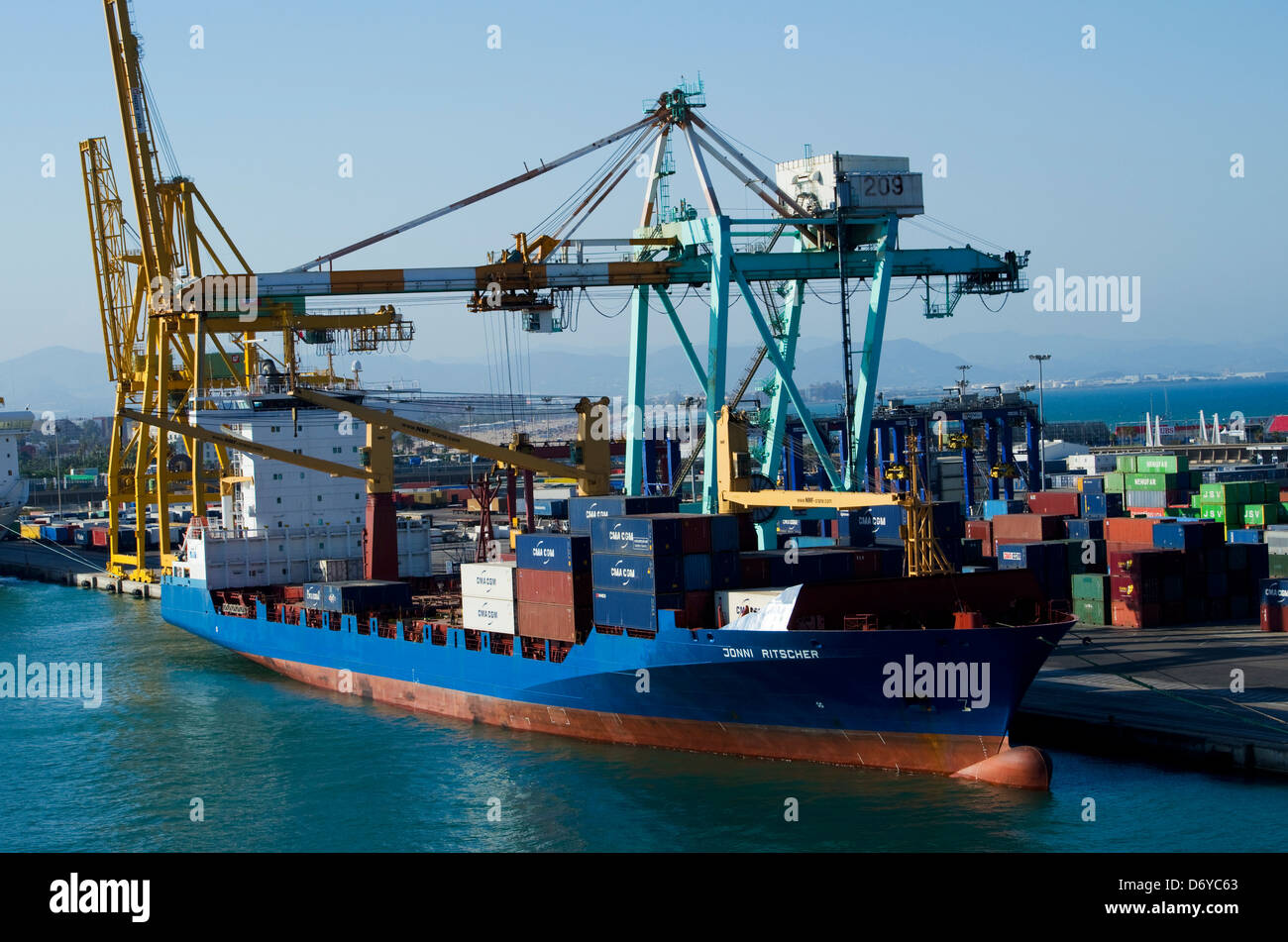 Spain, Valencia, Container port Stock Photo - Alamy