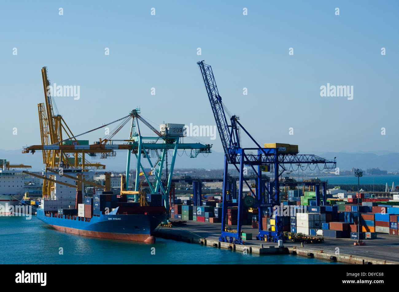 Spain, Valencia, Container port Stock Photo - Alamy