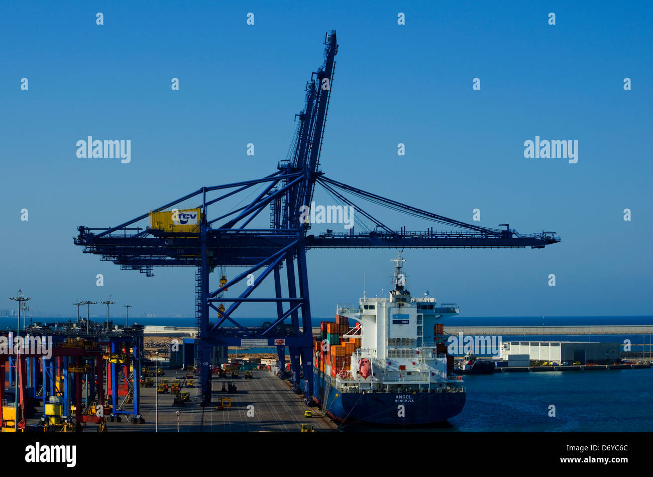 Spain, Valencia, Container port Stock Photo - Alamy