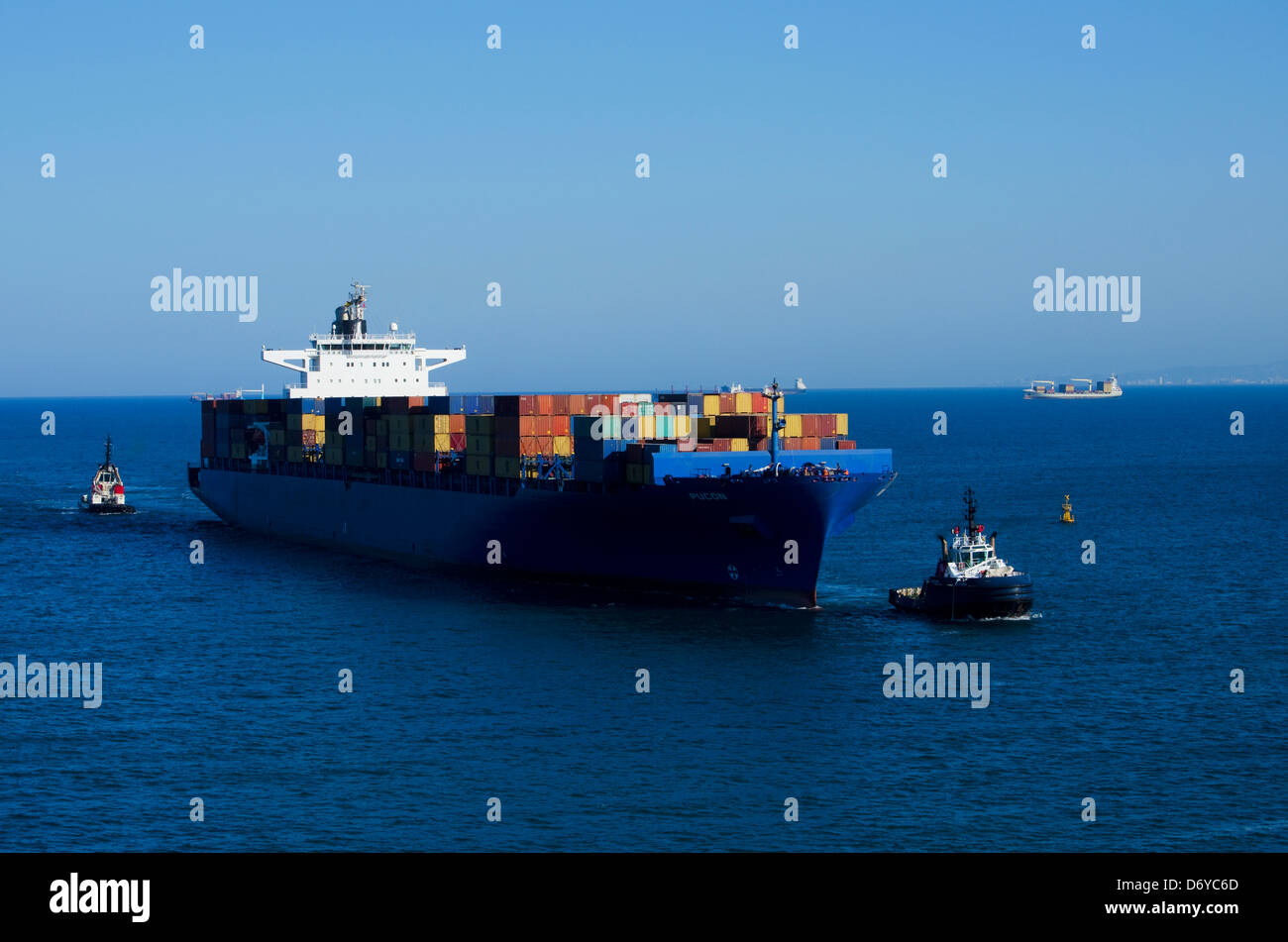 Spain, Valencia, Container ship arrives in port Stock Photo - Alamy
