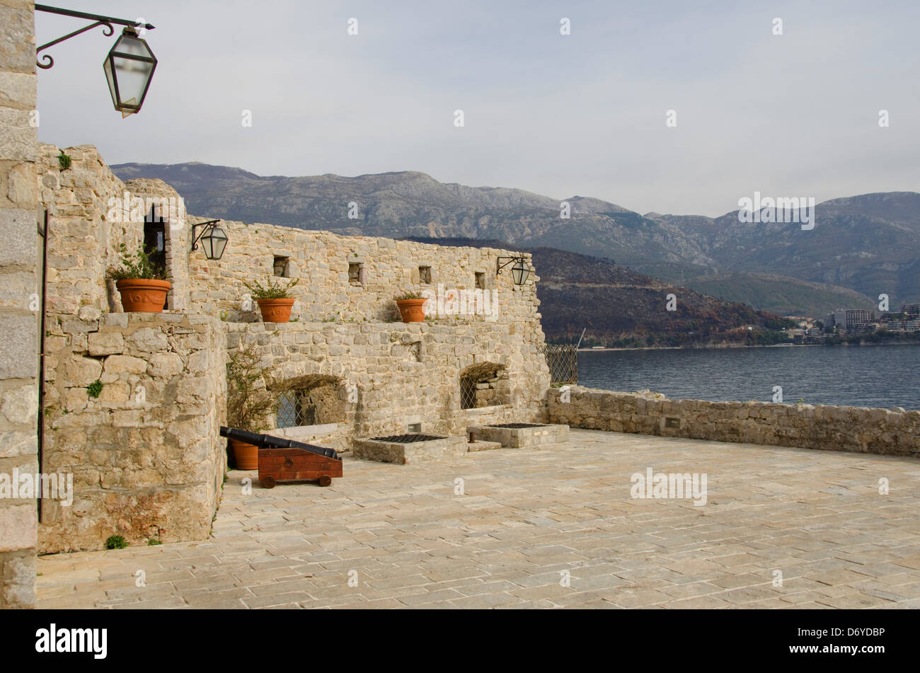 Rampart and Medieval walls at Budva, Montenegro Stock Photo - Alamy