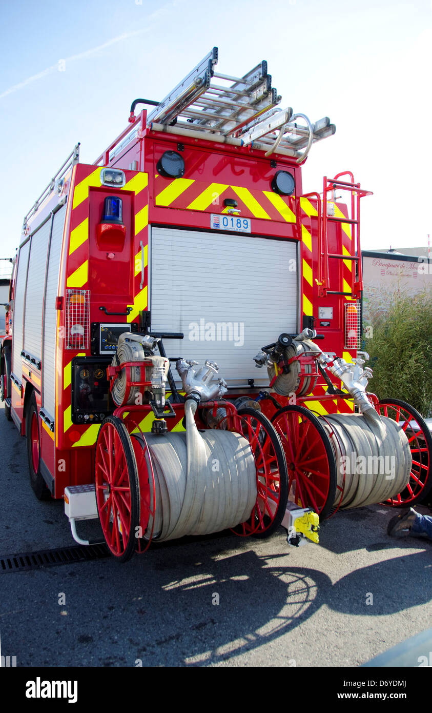 Fire engine on the road, Monte Carlo, Monaco Stock Photo - Alamy