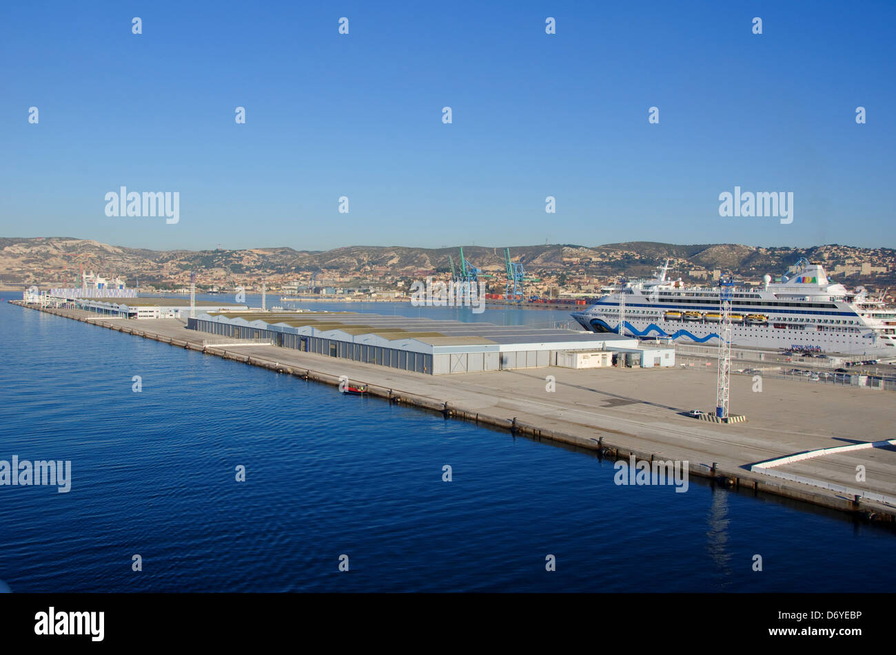 Cruise ship at a commercial dock, Marseille, Bouches-du-Rhone, Provence ...