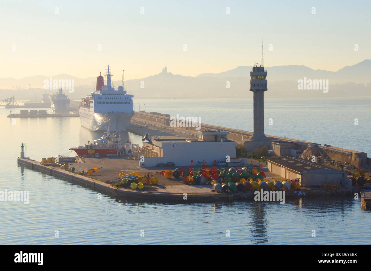 Cruise ship at a commercial dock, Marseille, Bouches-du-Rhone, Provence ...