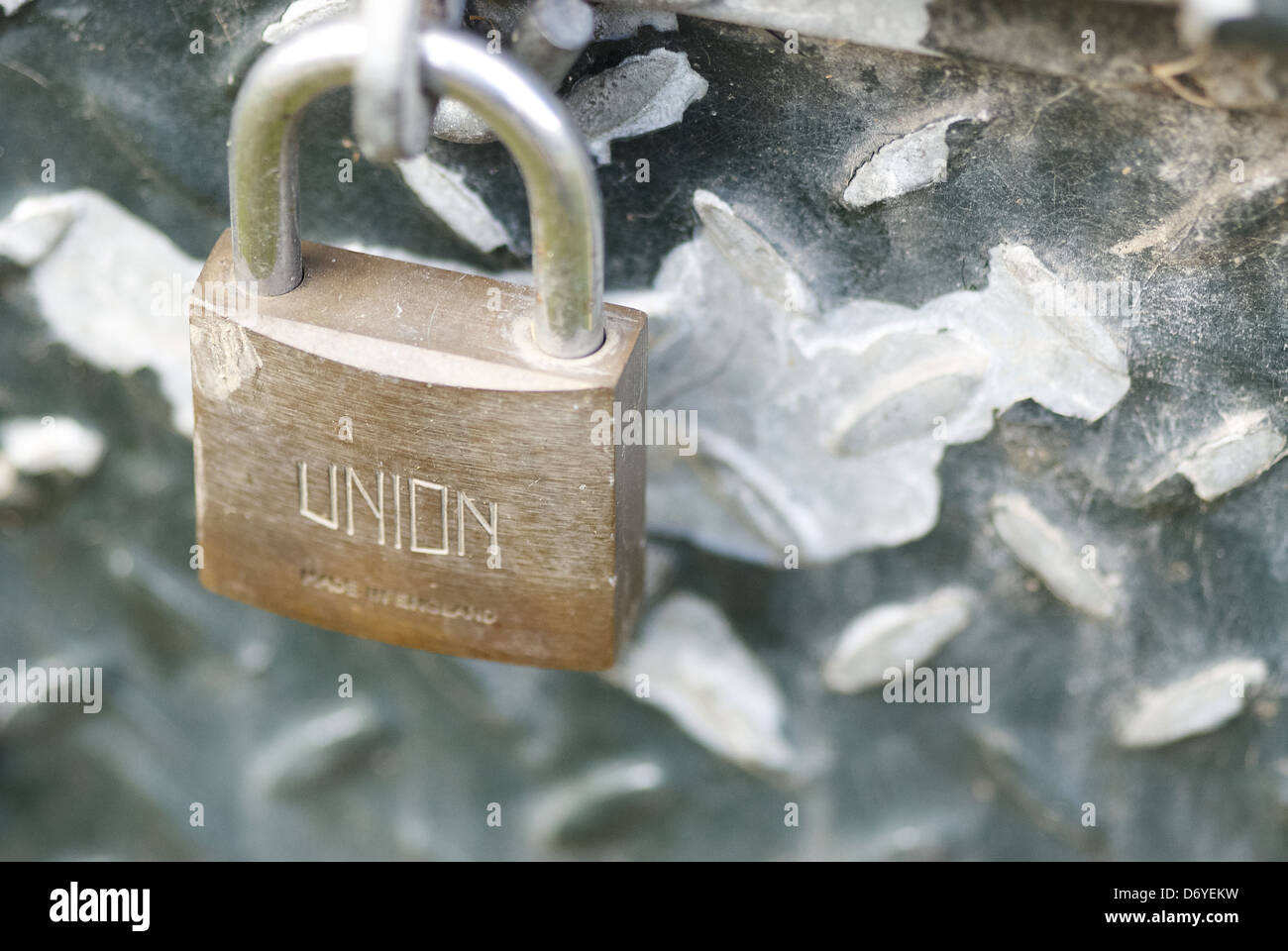 A Union padlock guarding the contents of who knows what Stock Photo - Alamy