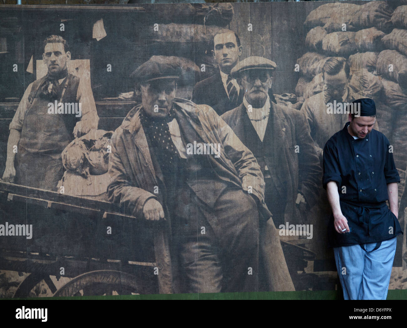 A chef has a cigarette break in Borough Market Stock Photo - Alamy
